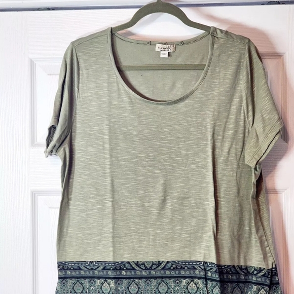 ONE WORLD | Tops | One World Floral Embellished Green Women Topxl ...